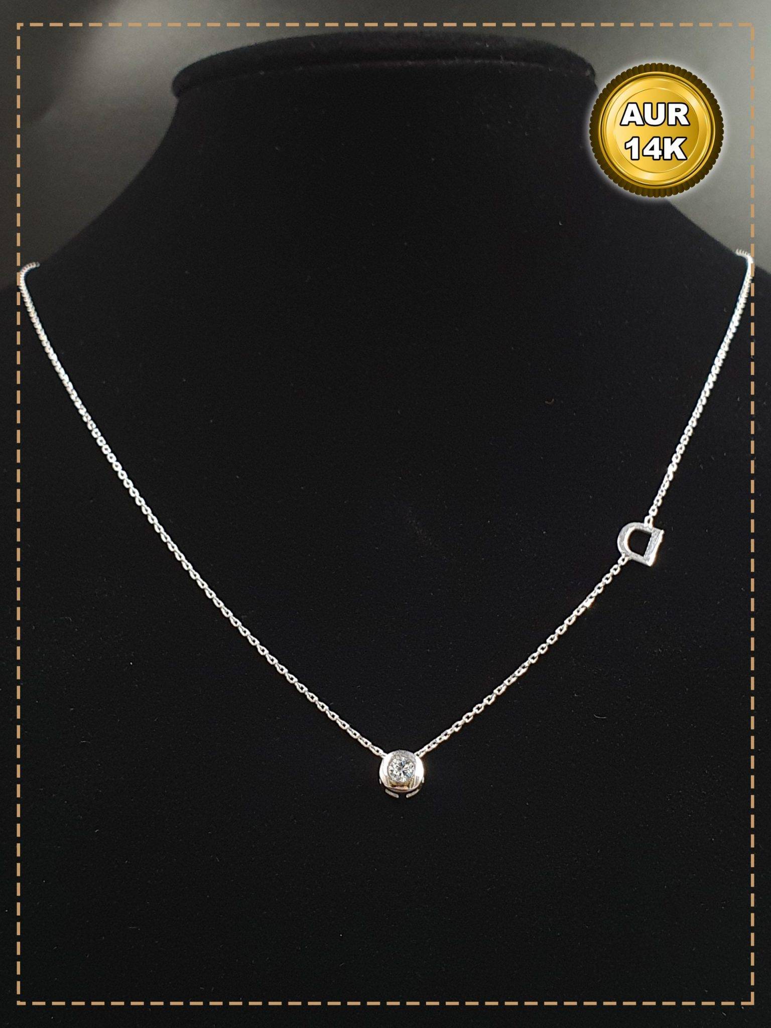 Lantisor Aur Femei cu Litera Aur 14k ☛ Bijuteria Quartz Cluj