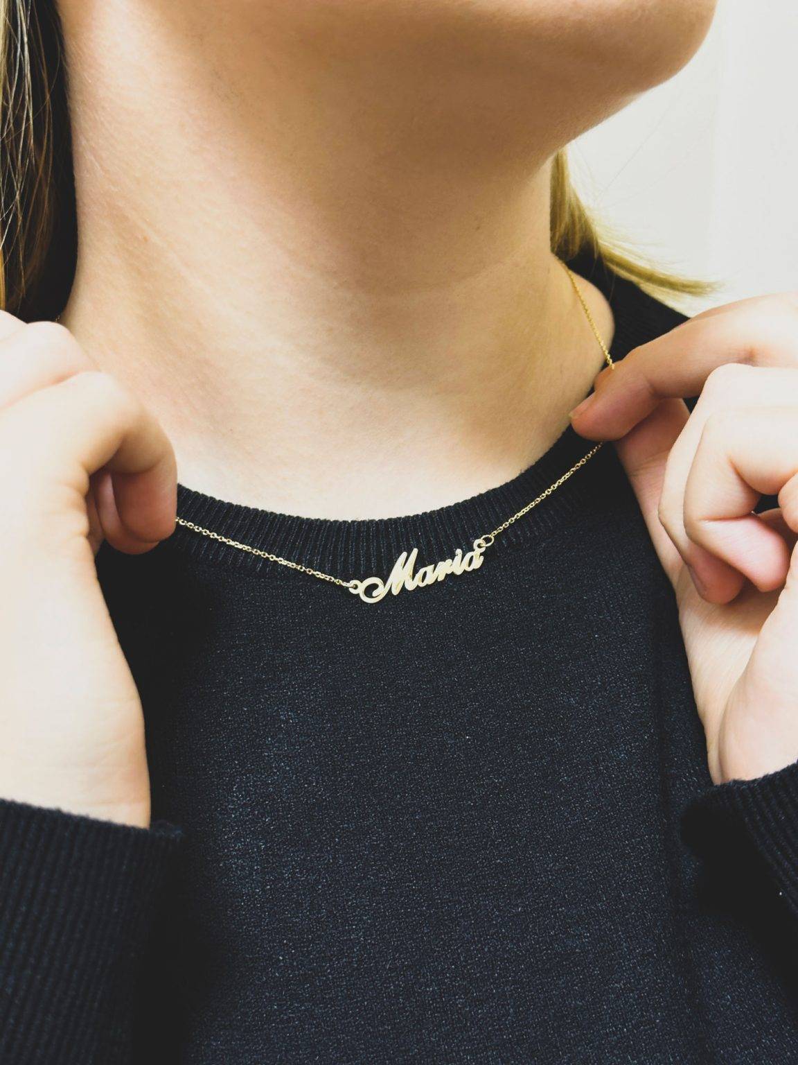 Lantisor Personalizat cu Nume Aur Galben 14k ☛ Quartz Cluj