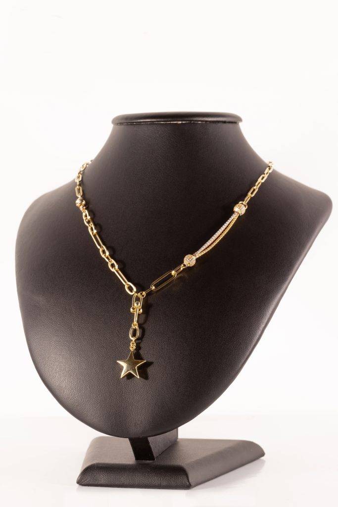 Lantisor Aur Femei cu Pandantiv Stea Aur Combinat