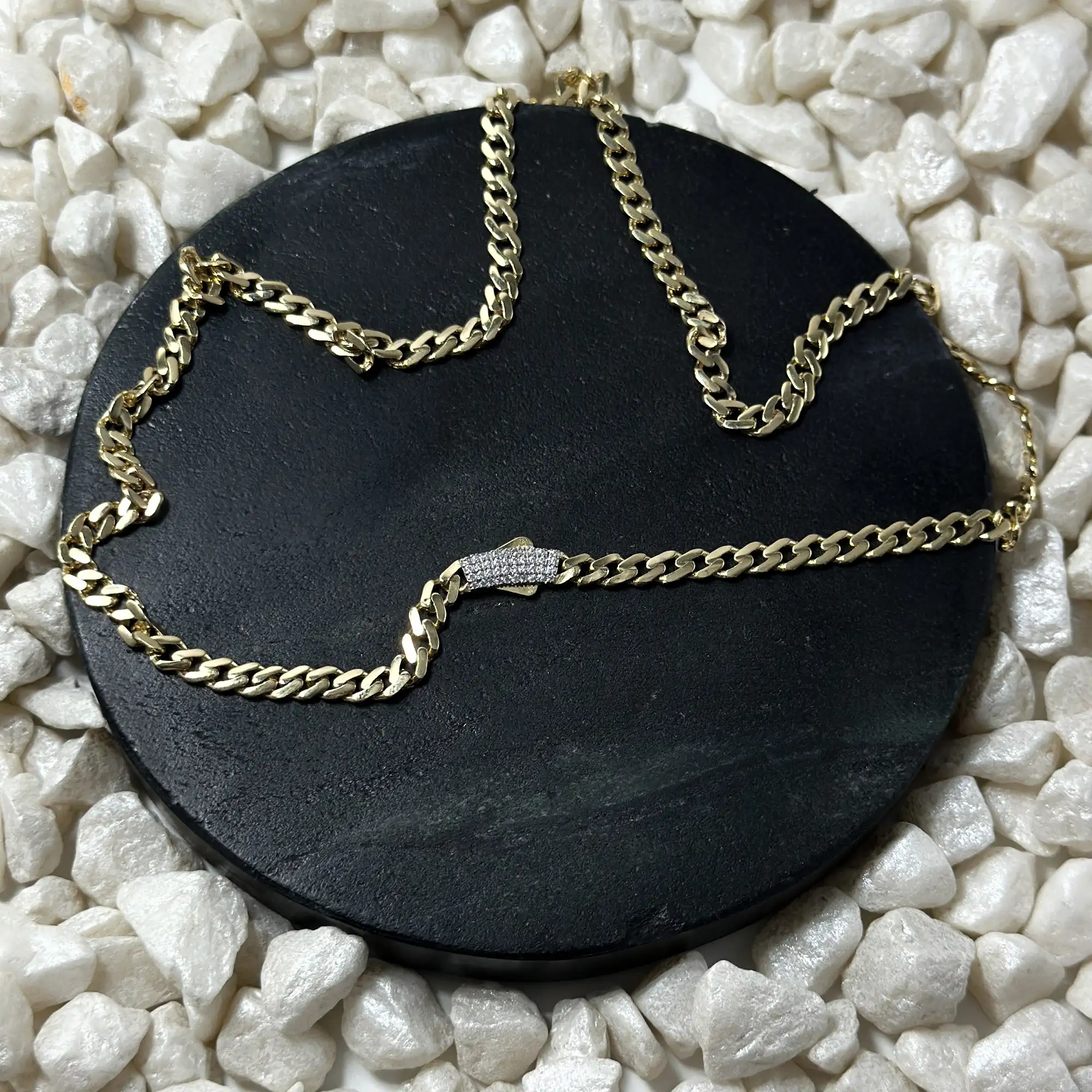 Lant Cuban Aur 14K cu Zirconiu Damă 9.1g 42cm | Quartz